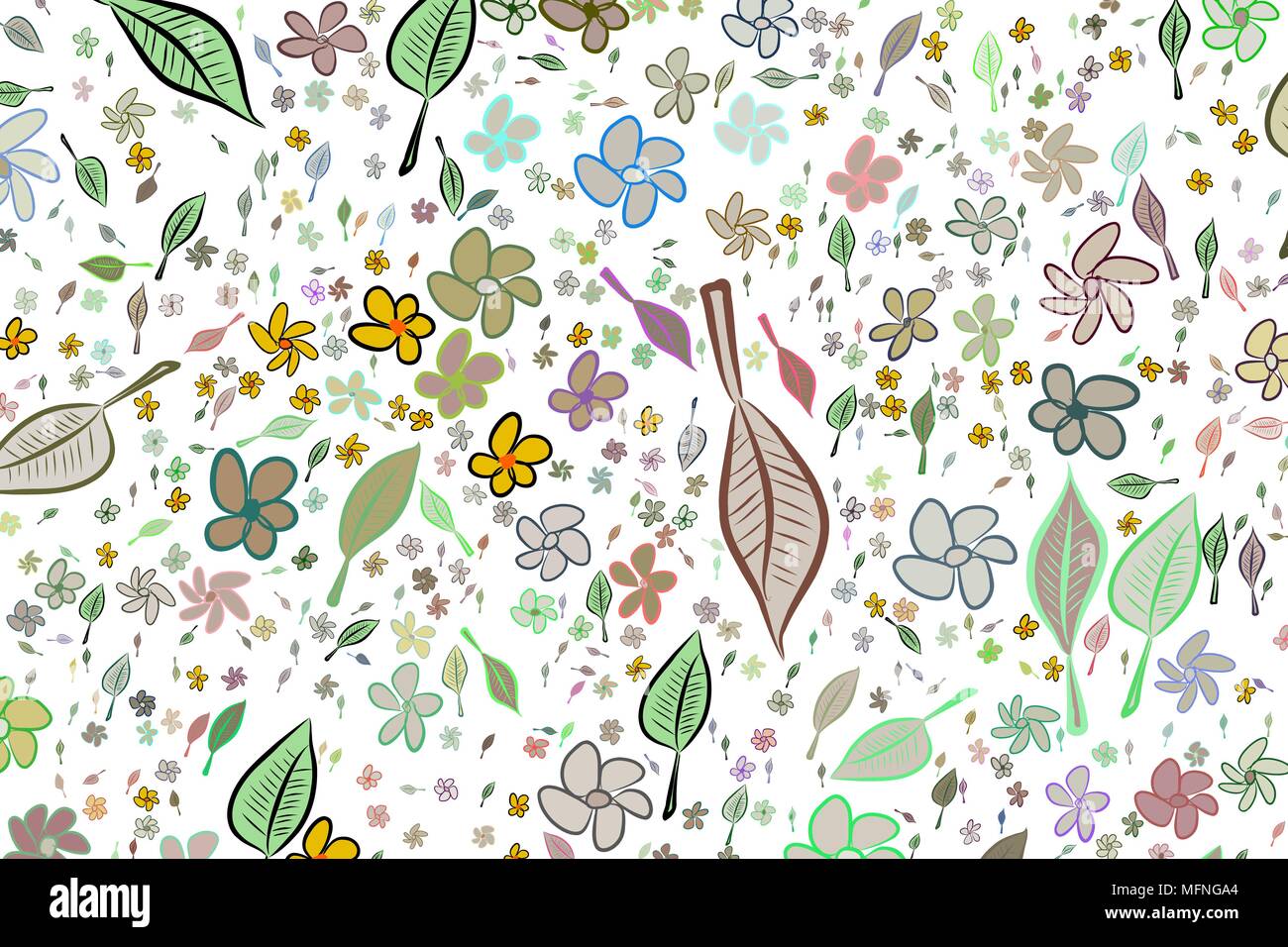 Illustrations of leaves & flowers. Good for web page, wallpaper ...