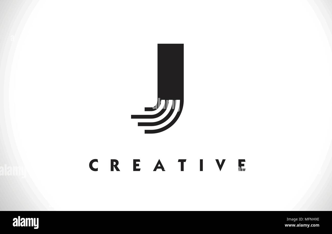 J Letter Logo With Black Lines Design. Line Letter Symbol Vector ...
