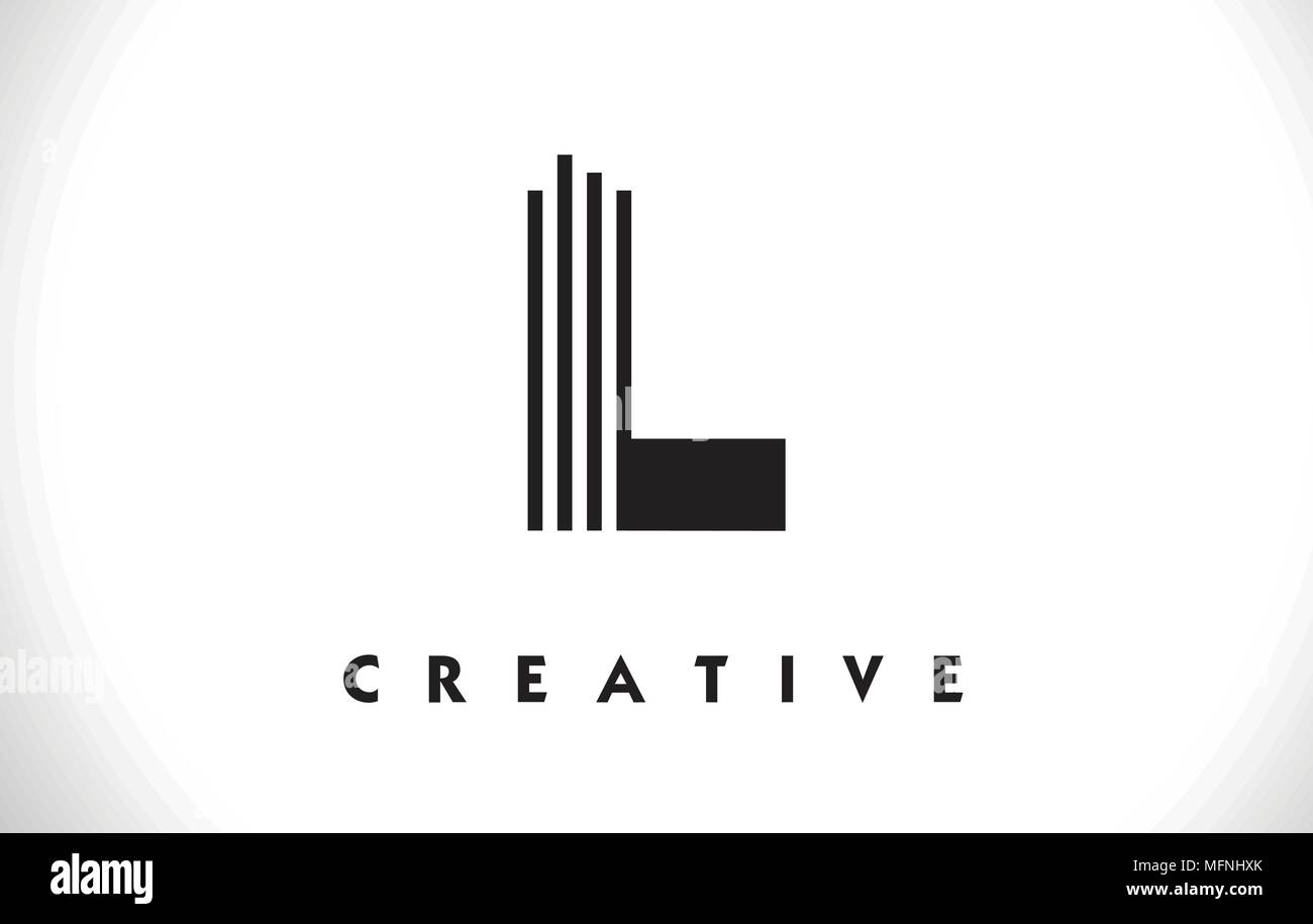 L Letter Logo With Black Lines Design. Line Letter Symbol Vector ...
