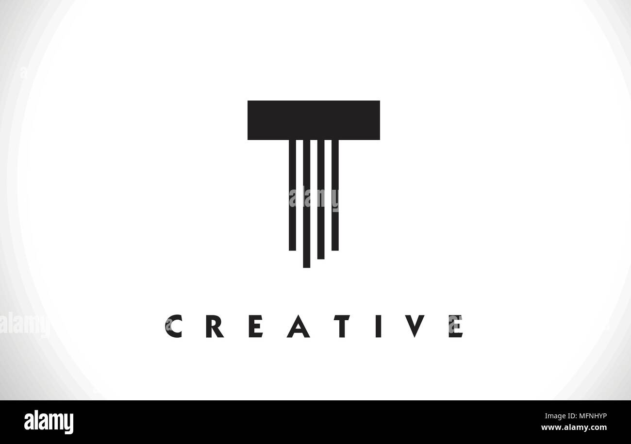 T Letter Logo With Black Lines Design. Line Letter Symbol Vector ...