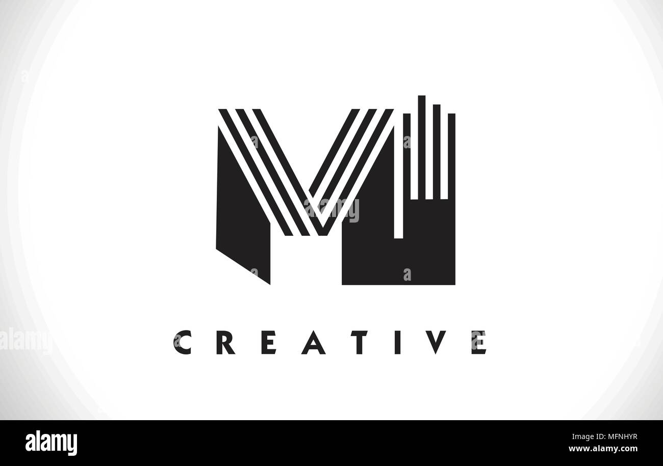 MI Letter Logo With Black Lines Design. Line Letter Symbol Vector ...