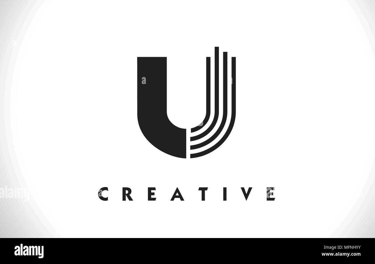 U Letter Logo With Black Lines Design. Line Letter Symbol Vector ...