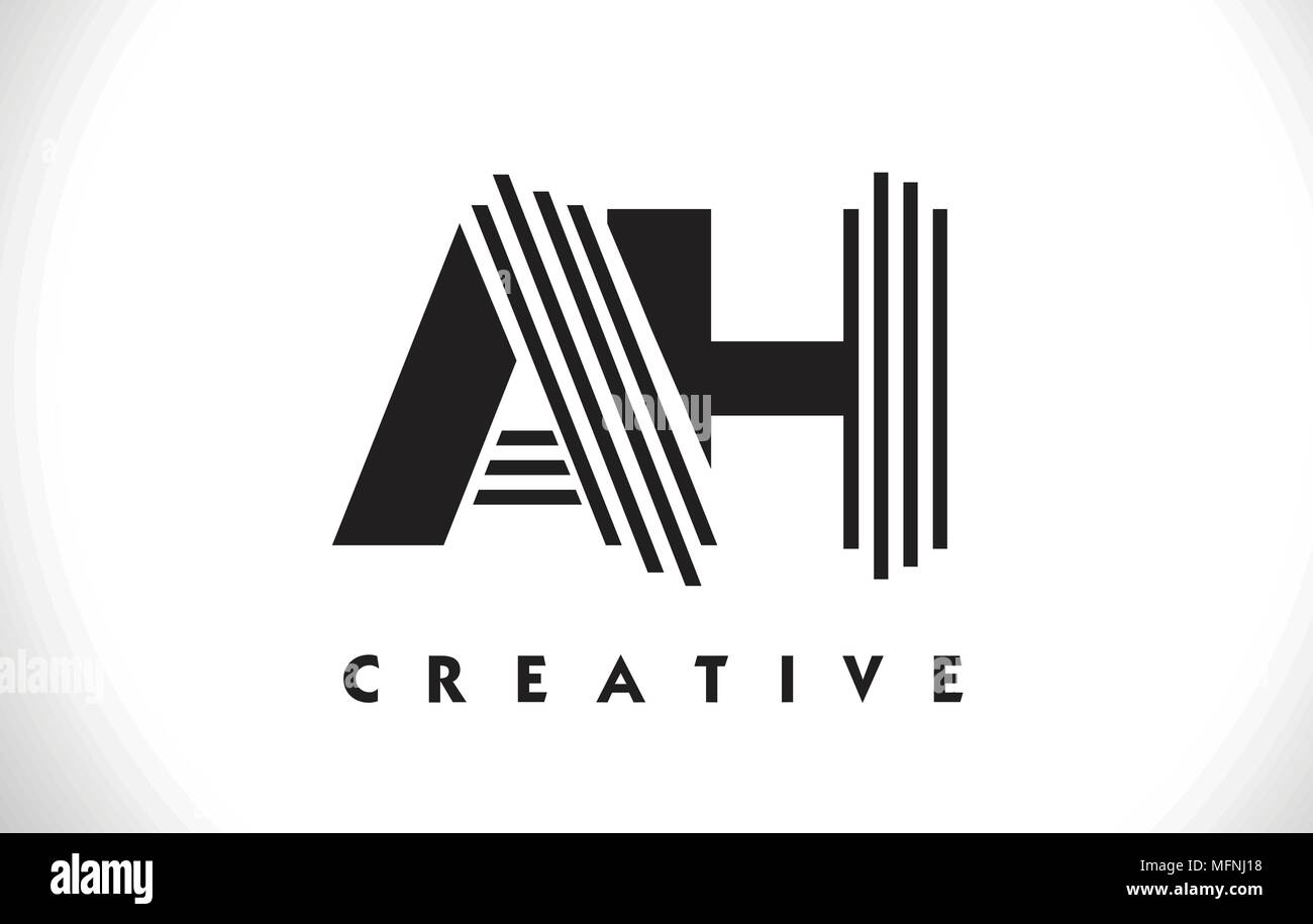 AH Letter Logo With Black Lines Design. Line Letter Symbol Vector ...