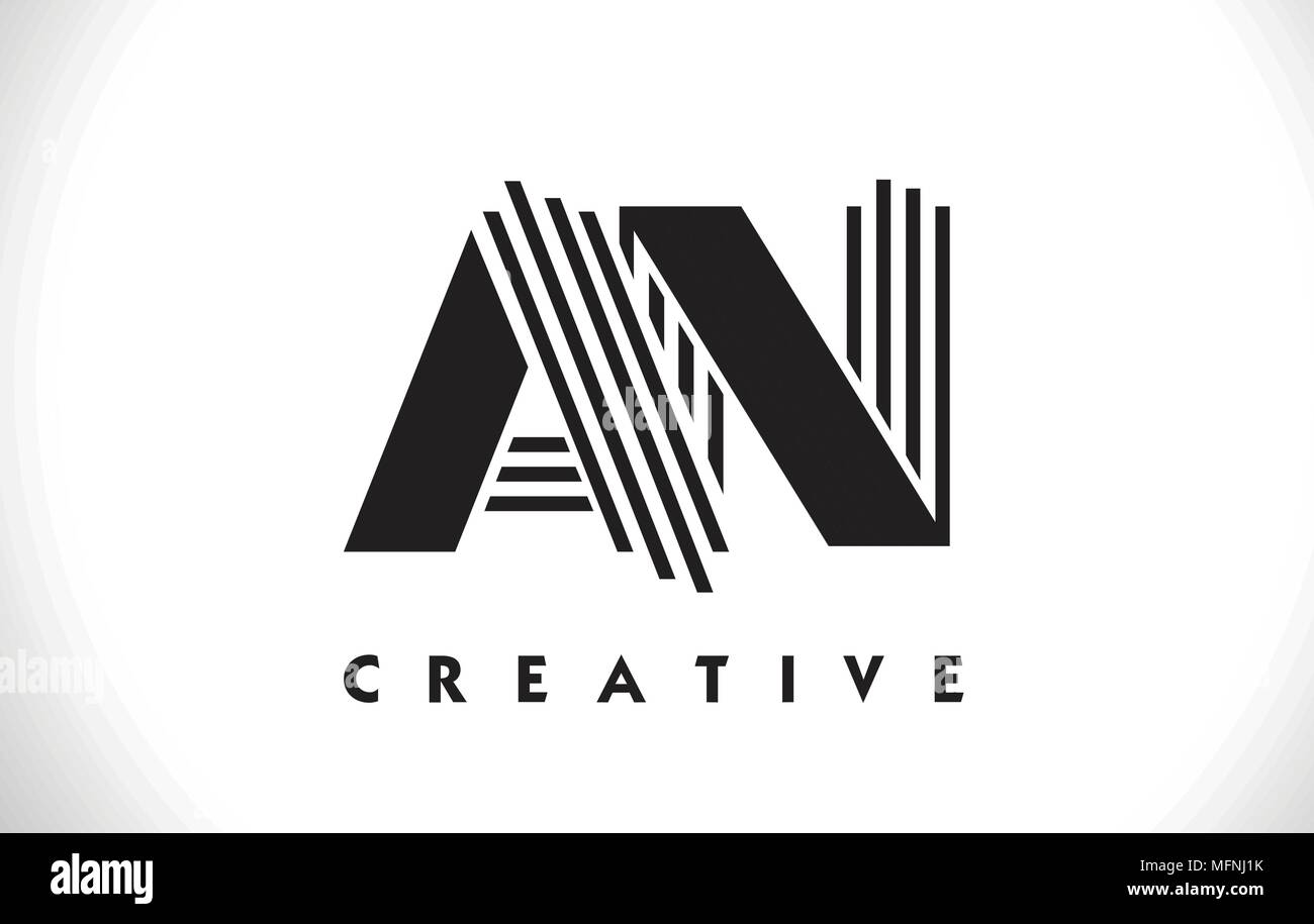 AN Letter Logo With Black Lines Design. Line Letter Symbol Vector ...