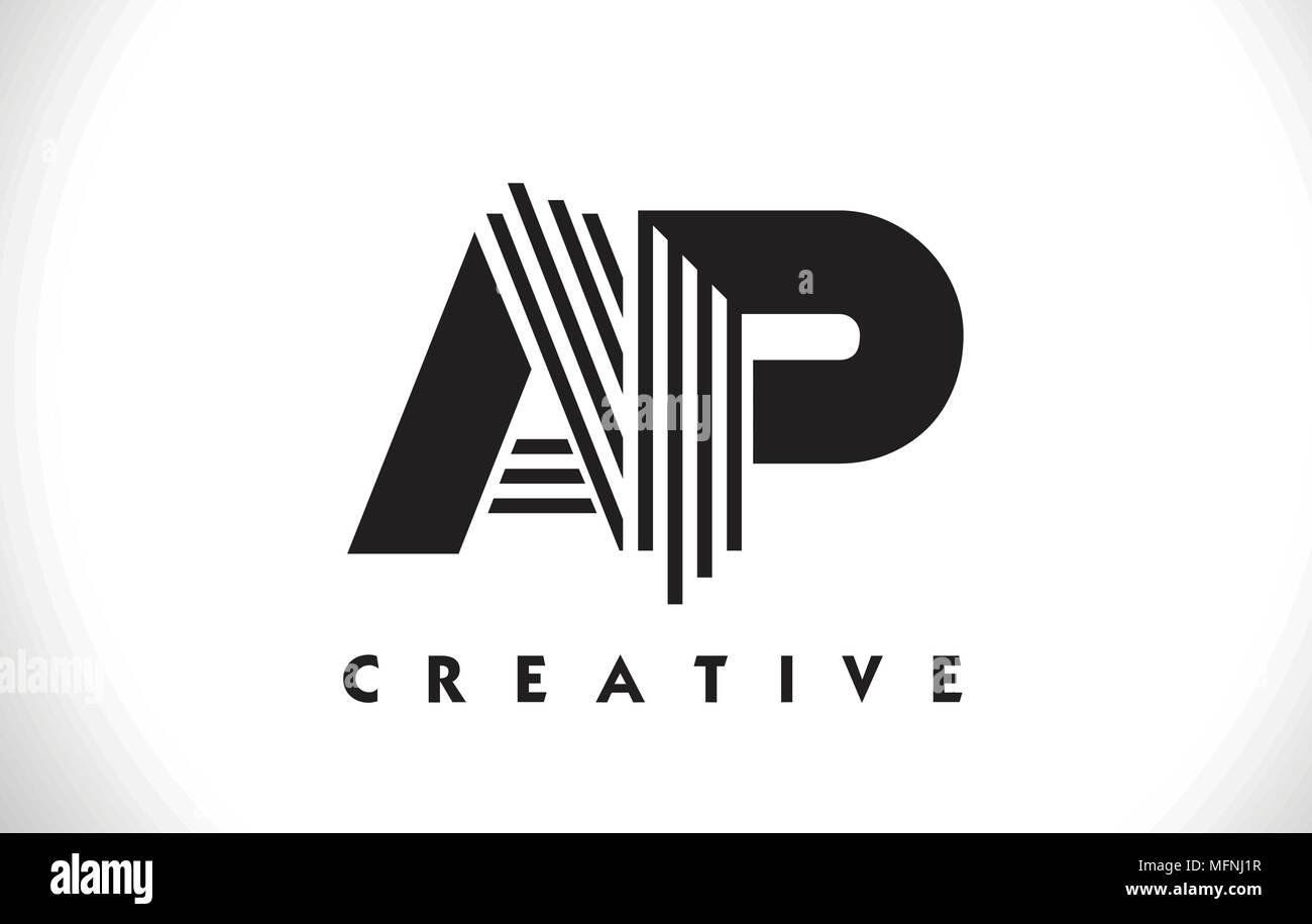 AP Letter Logo With Black Lines Design. Line Letter Symbol Vector ...