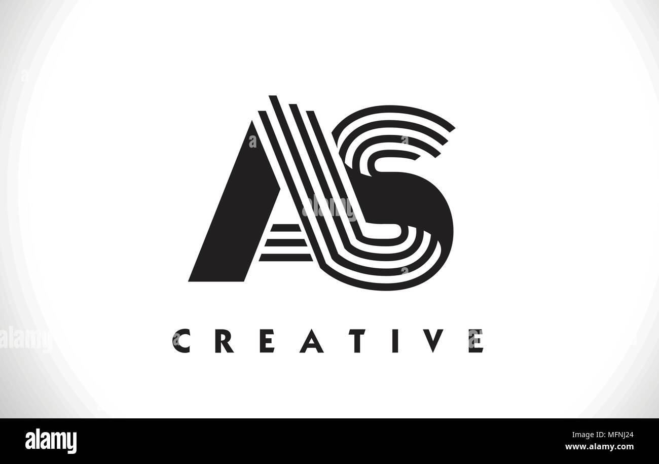 AS Letter Logo With Black Lines Design. Line Letter Symbol Vector ...