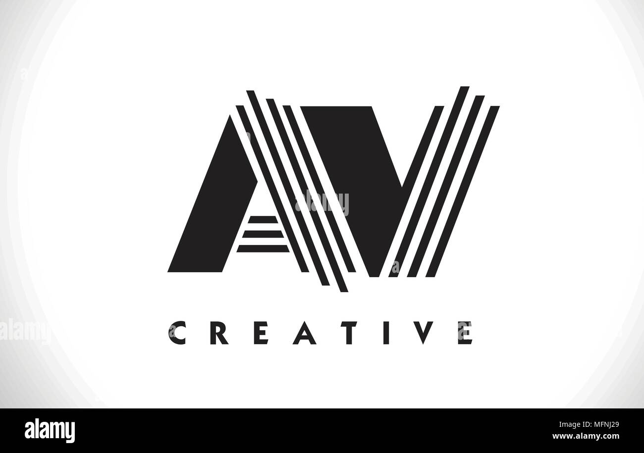 AV Letter Logo With Black Lines Design. Line Letter Symbol Vector ...