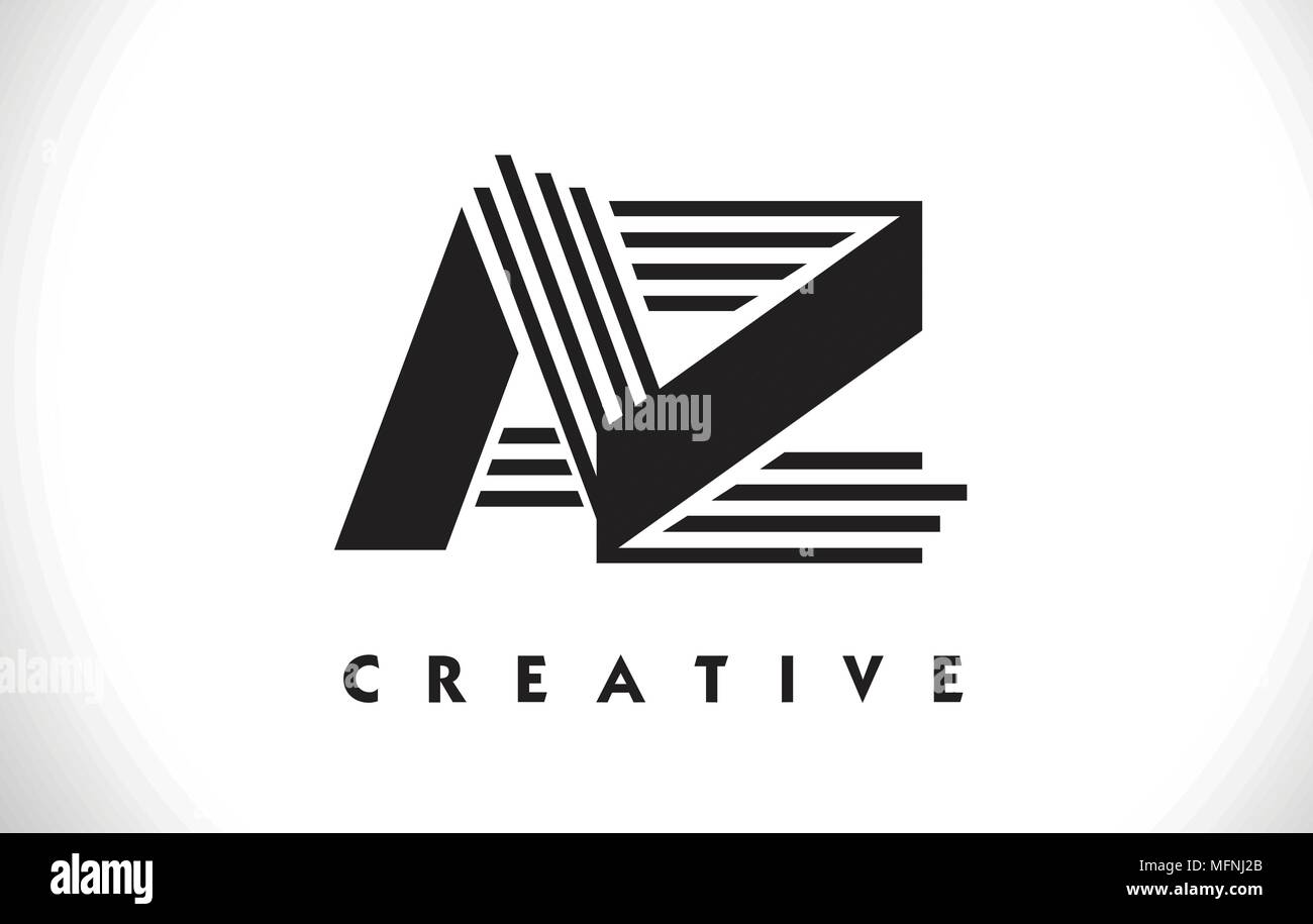 AZ Letter Logo With Black Lines Design. Line Letter Symbol Vector ...