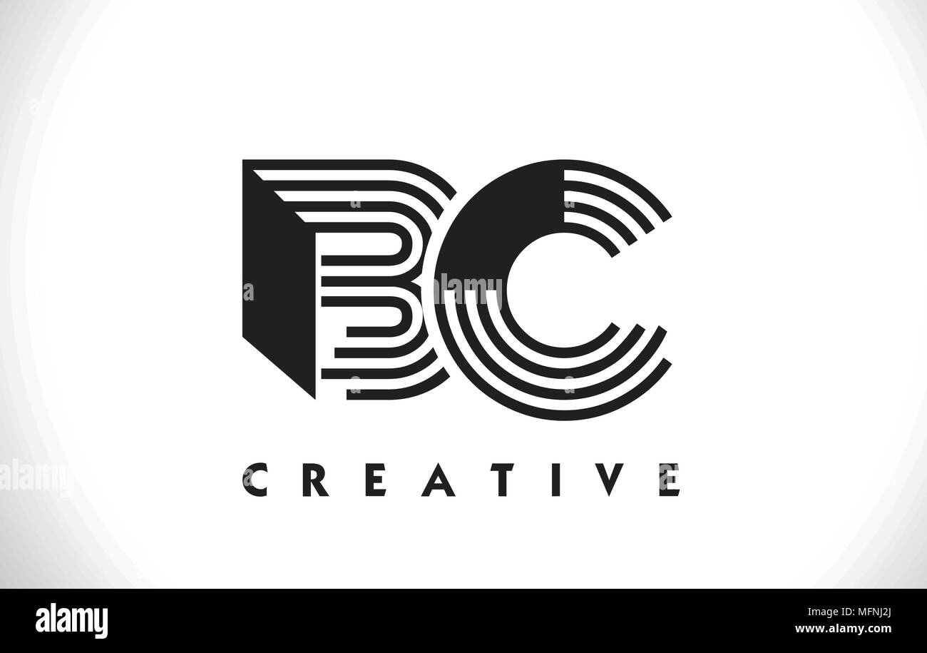 BC Letter Logo With Black Lines Design. Line Letter Symbol Vector ...