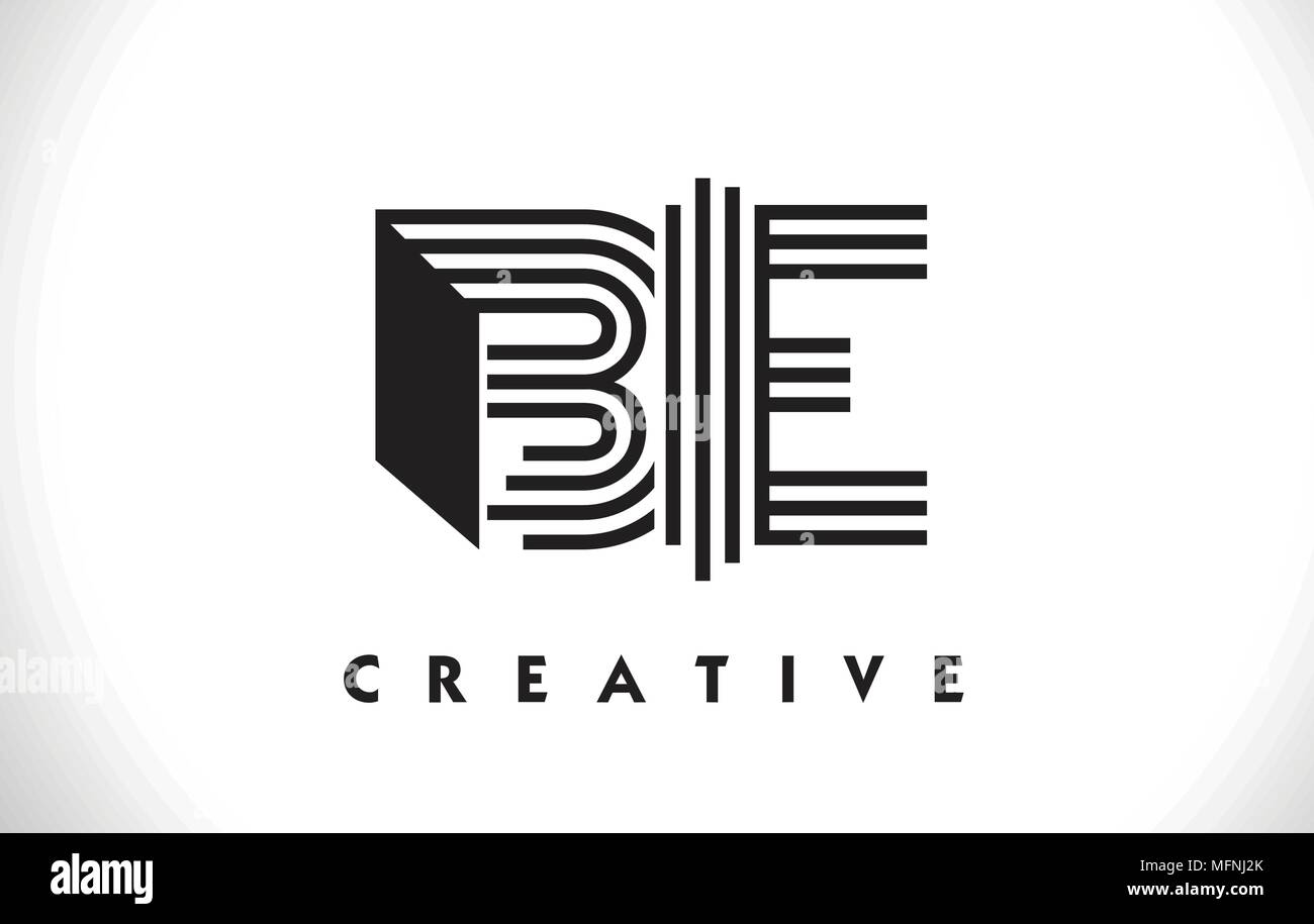 BE Letter Logo With Black Lines Design. Line Letter Symbol Vector ...
