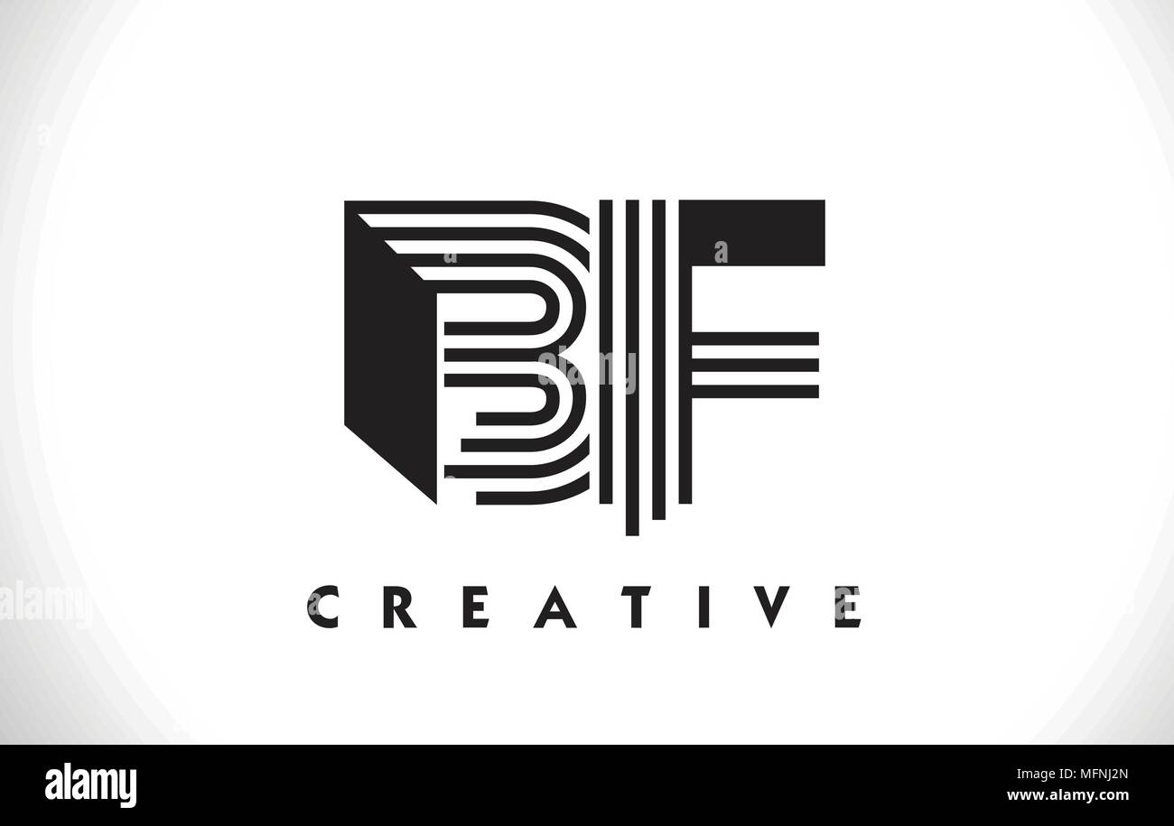 BF Letter Logo With Black Lines Design. Line Letter Symbol Vector ...