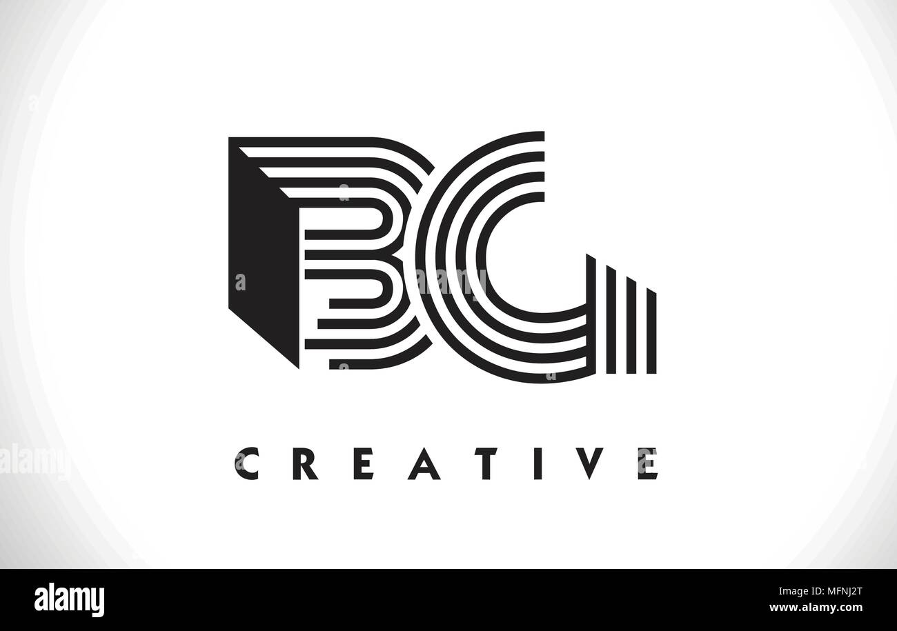 BG Letter Logo With Black Lines Design. Line Letter Symbol Vector ...