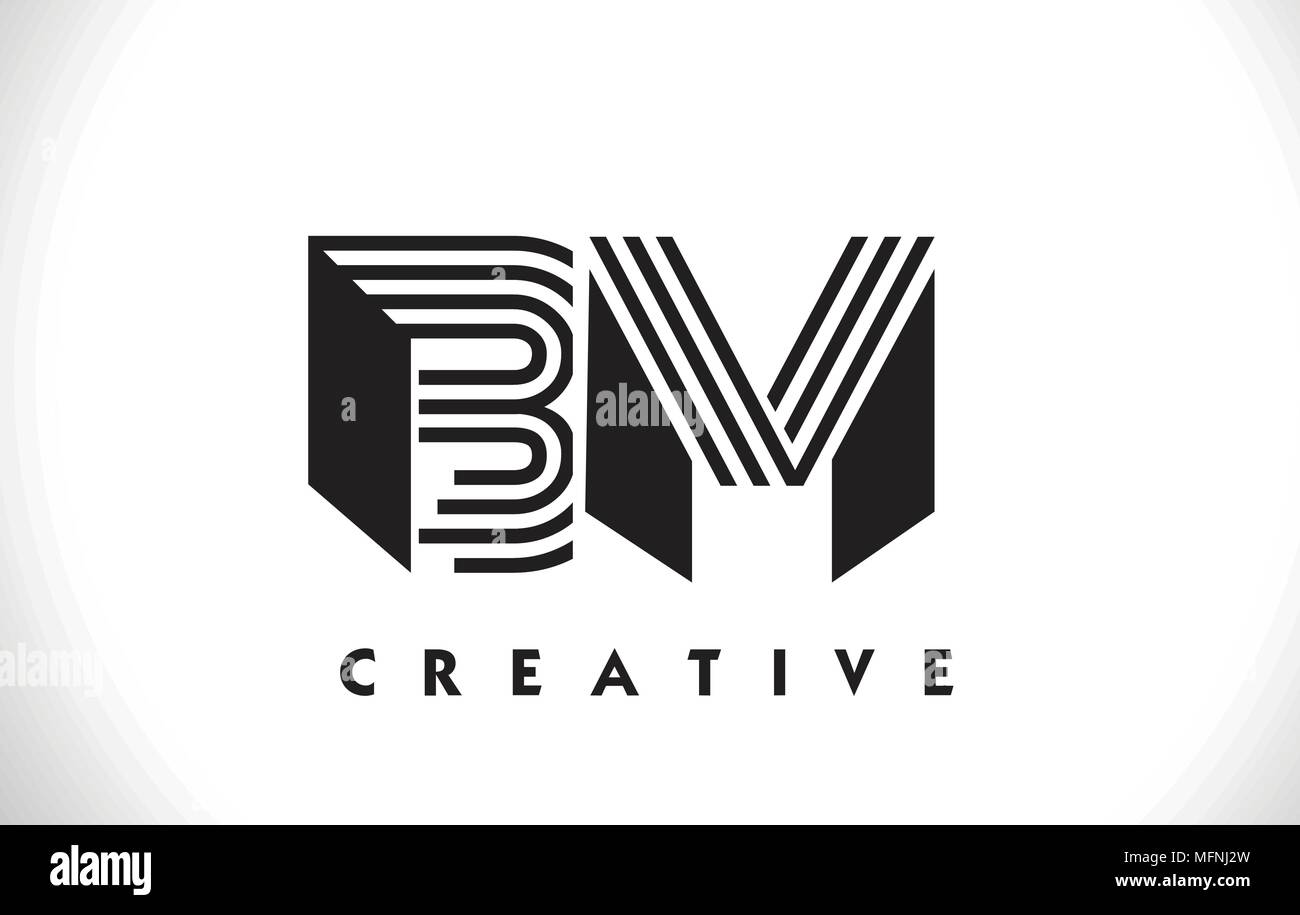 BM Letter Logo With Black Lines Design. Line Letter Symbol Vector ...