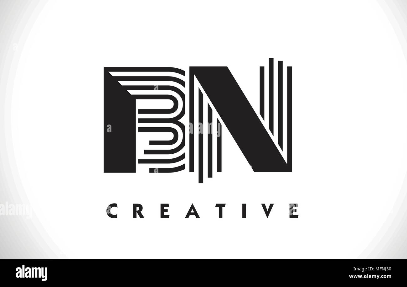 BN Letter Logo With Black Lines Design. Line Letter Symbol Vector ...