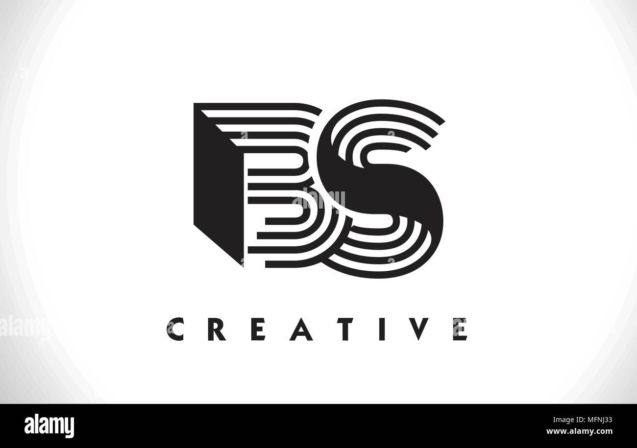 BS Letter Logo With Black Lines Design. Line Letter Symbol Vector ...