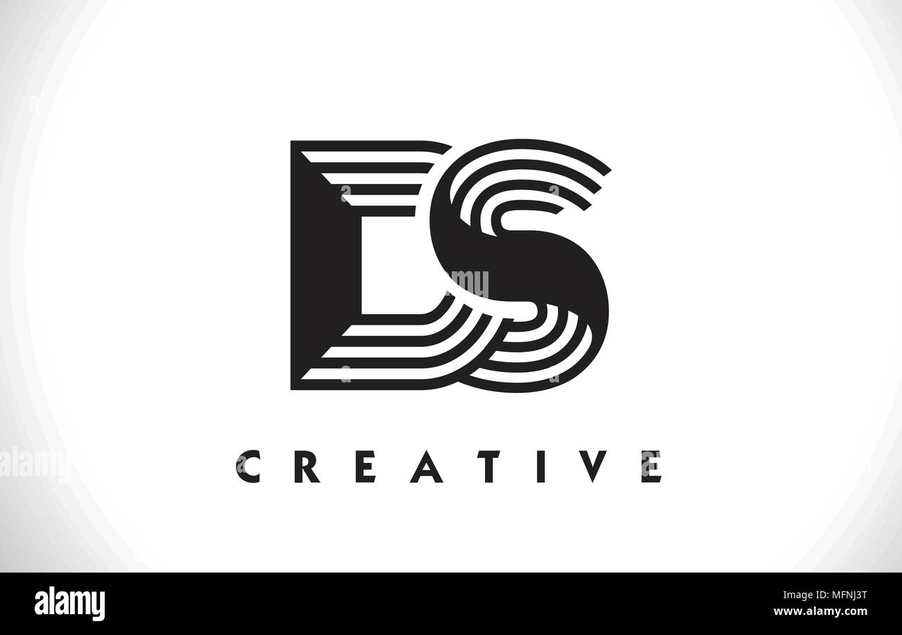 DS Letter Logo With Black Lines Design. Line Letter Symbol Vector ...
