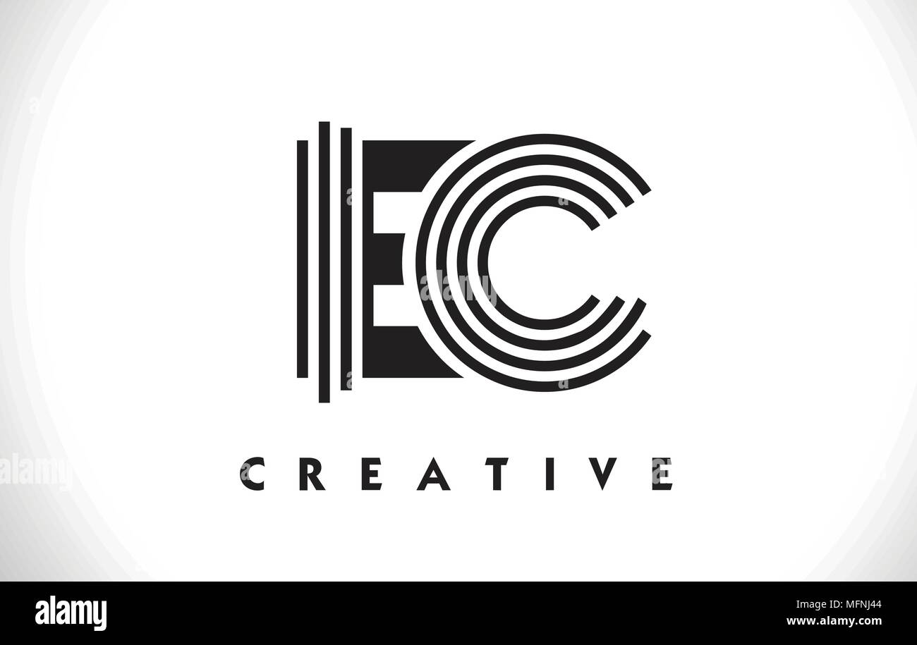 EC Letter Logo With Black Lines Design. Line Letter Symbol Vector ...