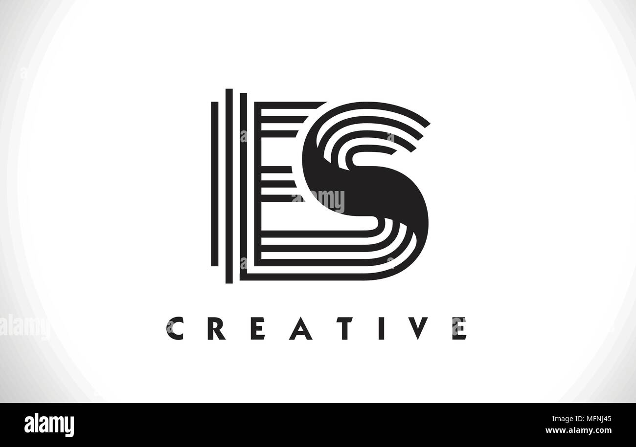 ES Letter Logo With Black Lines Design. Line Letter Symbol Vector ...