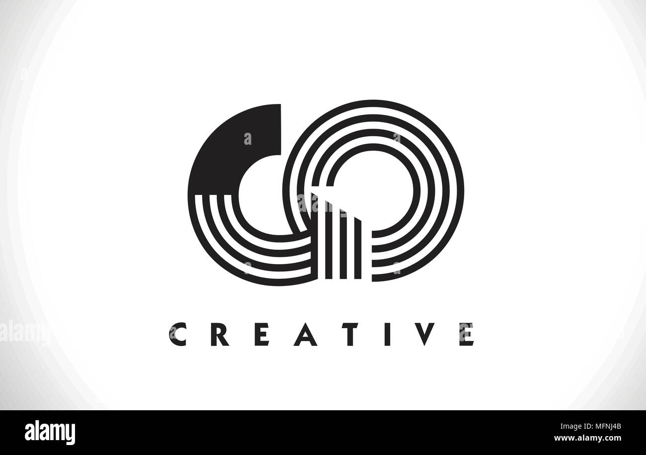 GO Letter Logo With Black Lines Design. Line Letter Symbol Vector ...
