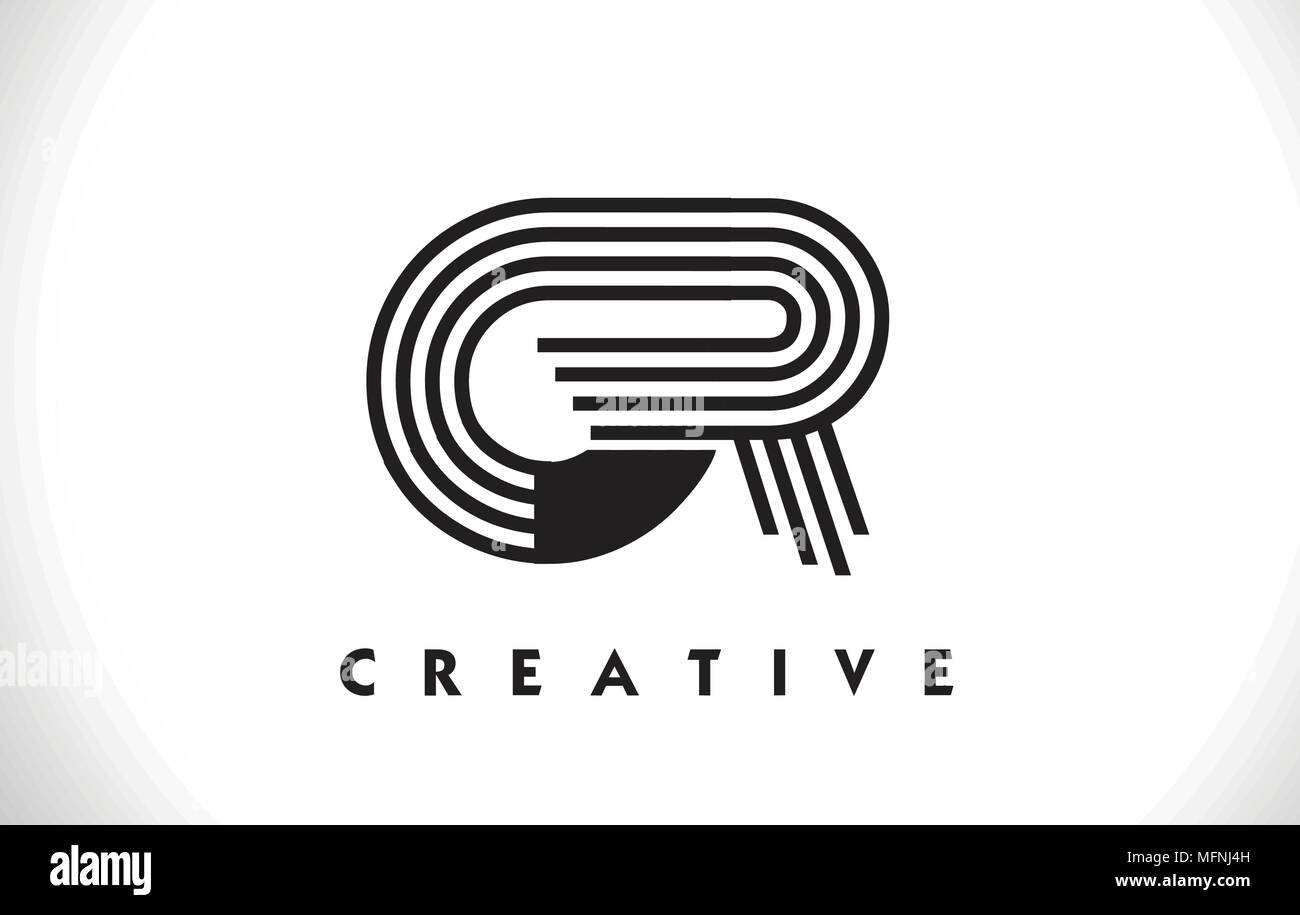 GR Letter Logo With Black Lines Design. Line Letter Symbol Vector ...