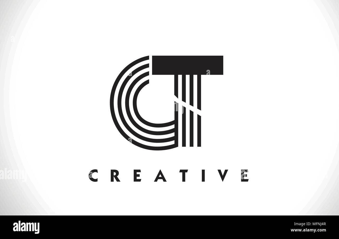 GT Letter Logo With Black Lines Design. Line Letter Symbol Vector ...