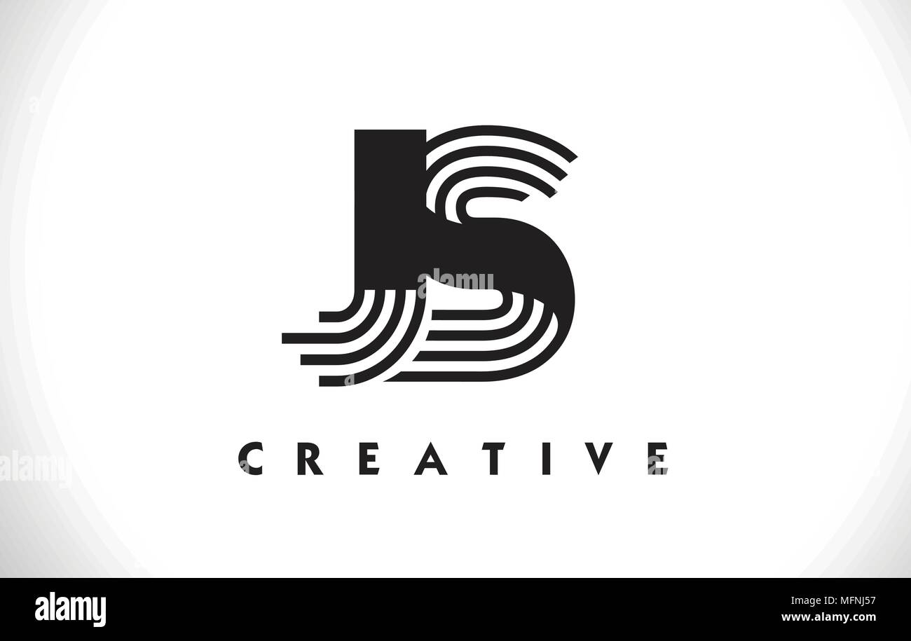 JS Letter Logo With Black Lines Design. Line Letter Symbol Vector ...