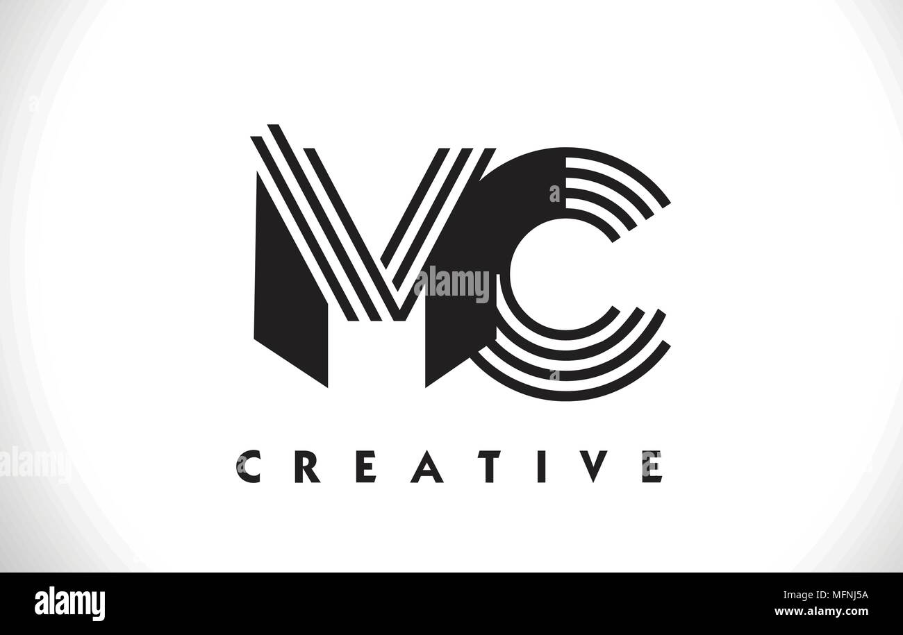 MC Letter Logo With Black Lines Design. Line Letter Symbol Vector ...