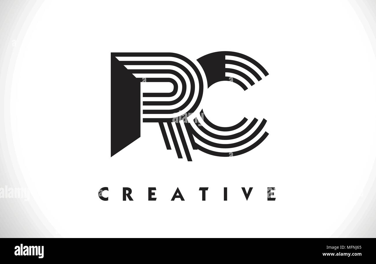 RC Letter Logo With Black Lines Design. Line Letter Symbol Vector ...