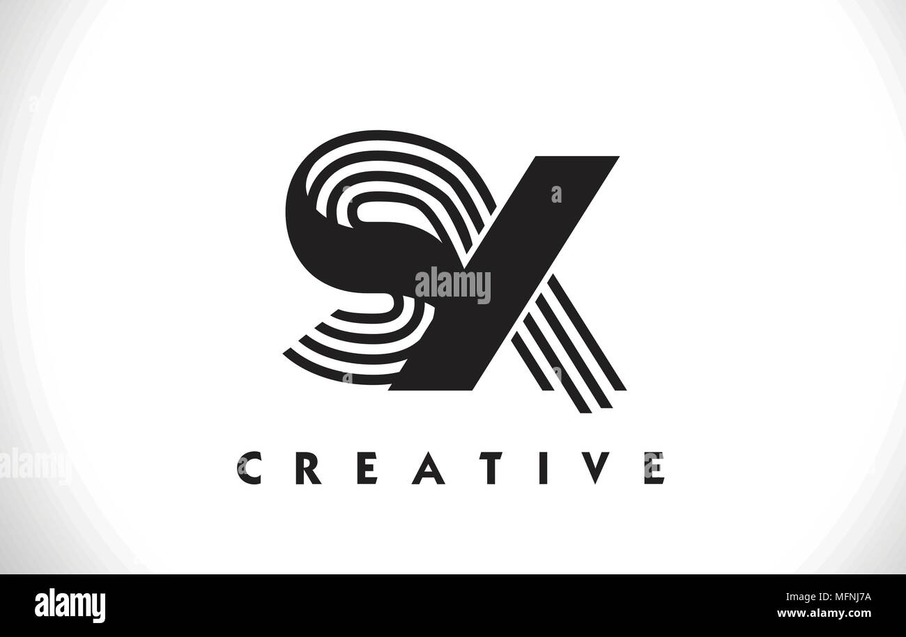SX Letter Logo With Black Lines Design. Line Letter Symbol Vector ...