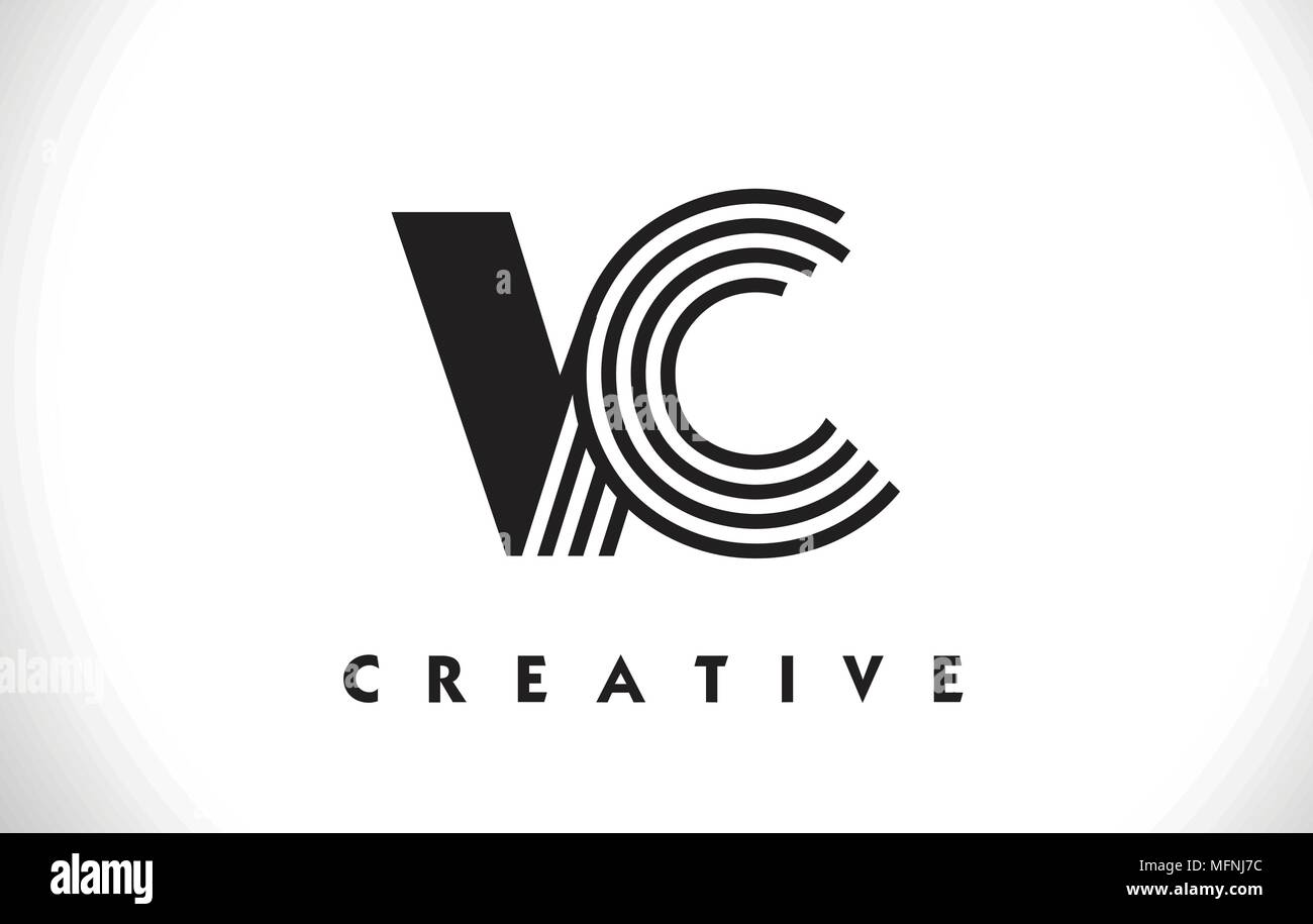 VC Letter Logo With Black Lines Design. Line Letter Symbol Vector ...