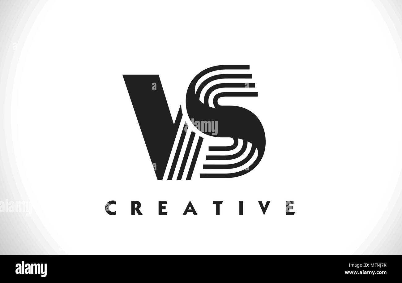 VS Letter Logo With Black Lines Design. Line Letter Symbol Vector ...