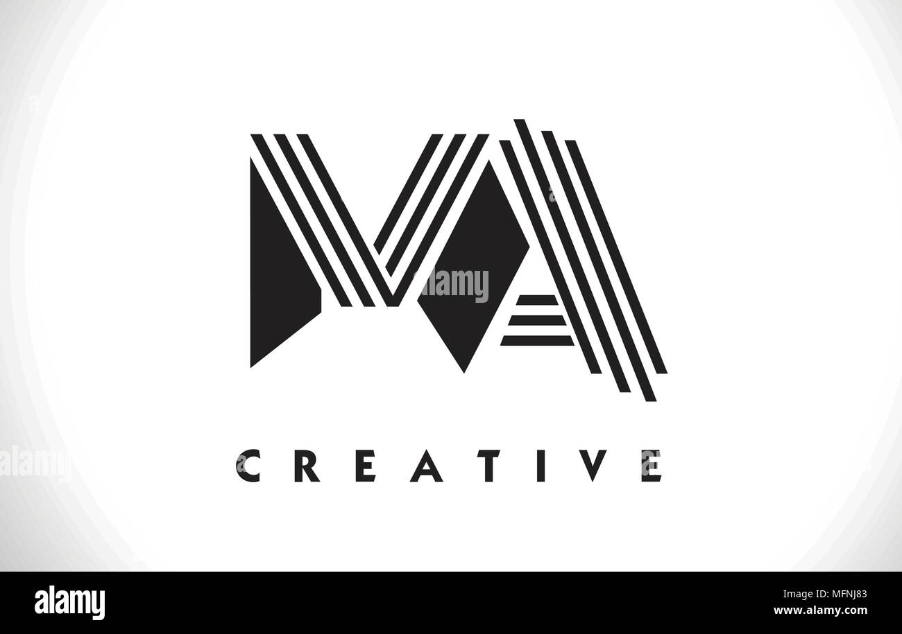 MA Letter Logo With Black Lines Design. Line Letter Symbol Vector ...