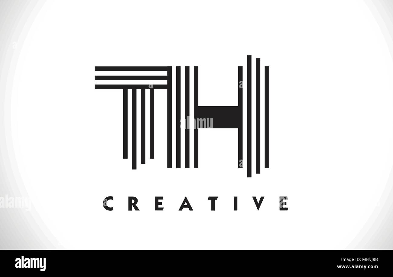 TH Letter Logo With Black Lines Design. Line Letter Symbol Vector ...