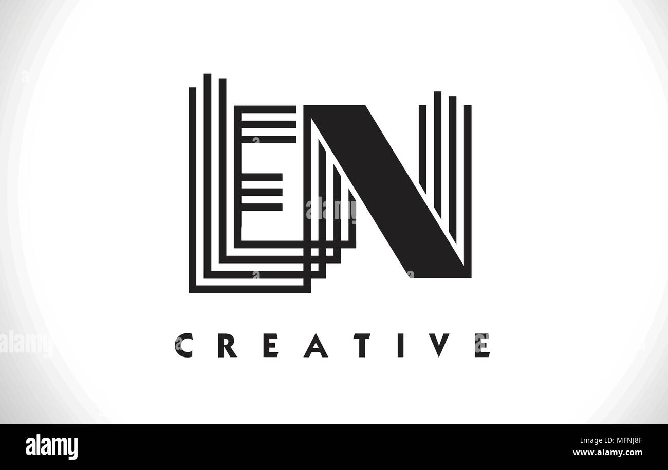 EN Letter Logo With Black Lines Design. Line Letter Symbol Vector ...