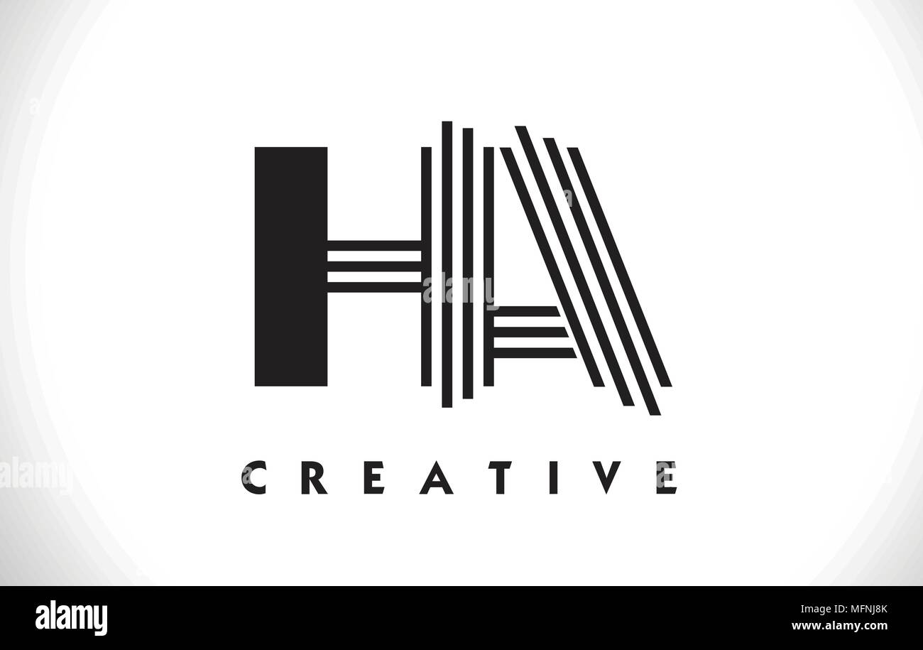 HA Letter Logo With Black Lines Design. Line Letter Symbol Vector ...