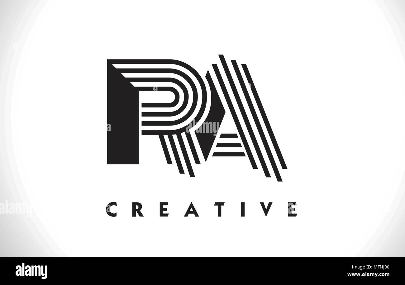 RA Letter Logo With Black Lines Design. Line Letter Symbol Vector ...