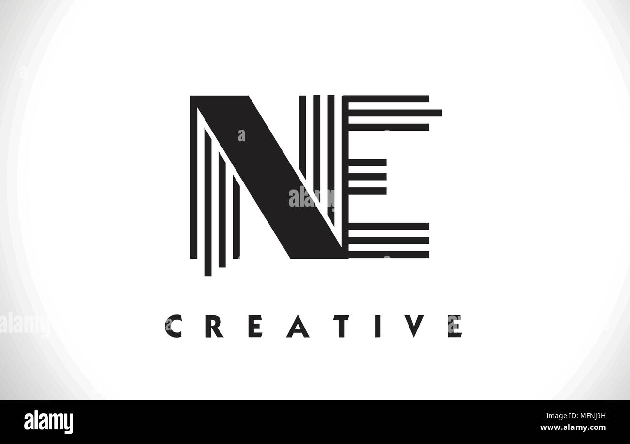 NE Letter Logo With Black Lines Design. Line Letter Symbol Vector ...