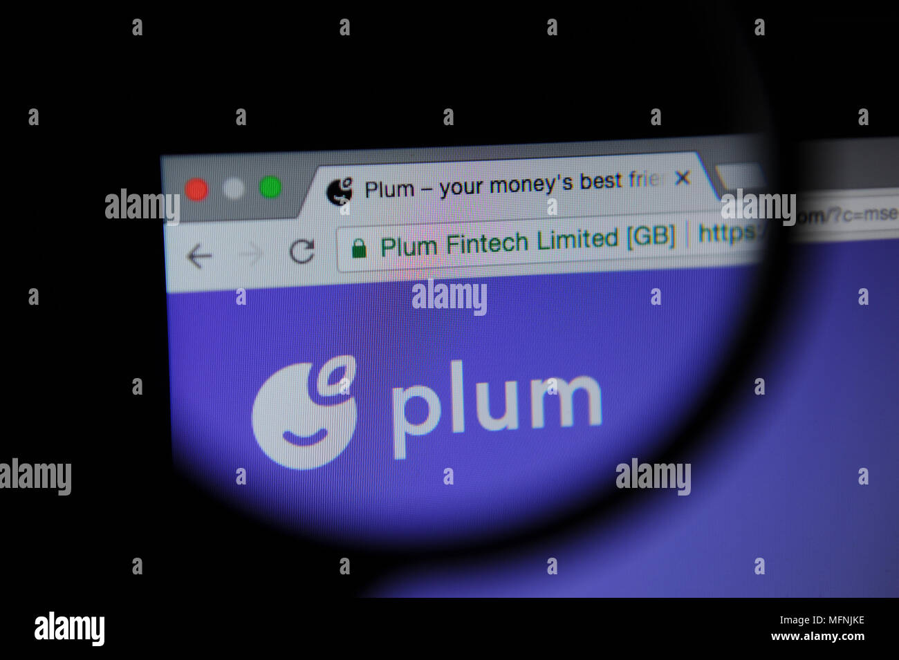 Plum website seen through a magnifying glass. Plum is an automatic ...