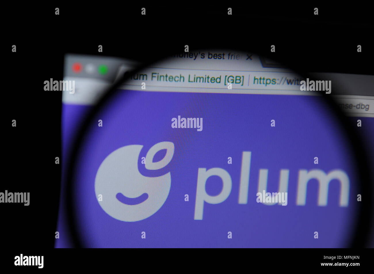 Plum website seen through a magnifying glass. Plum is an automatic ...