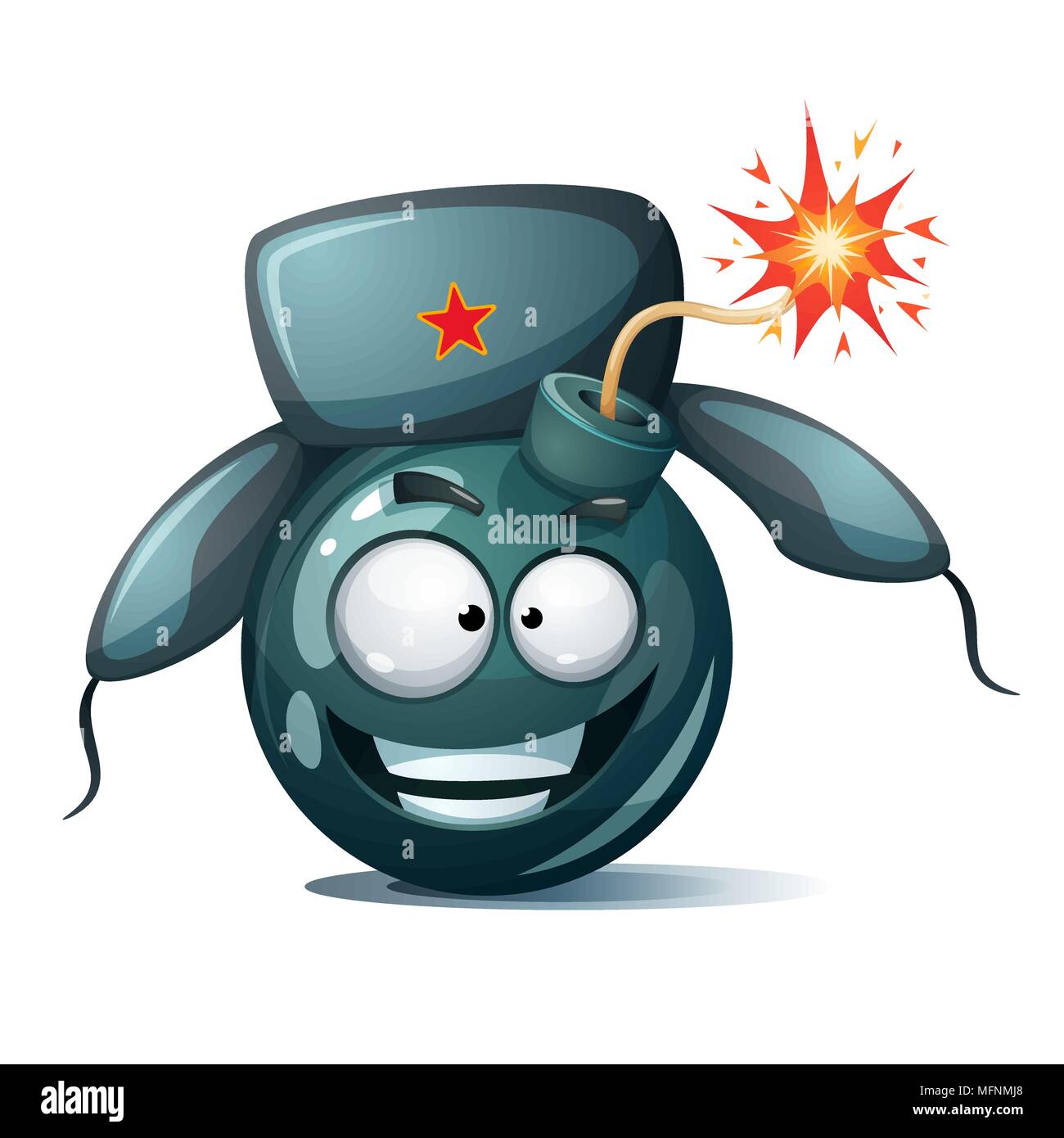 Cartoon bomb, fuse, wick, spark icon. Disgust smiley Stock Vector Image ...