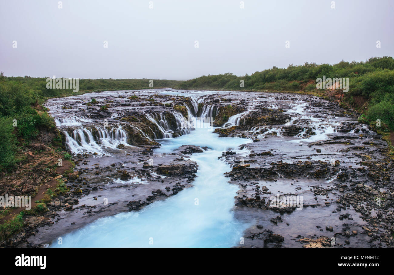 Fantastic landscape of mountains and waterfalls in Iceland Stock Photo ...