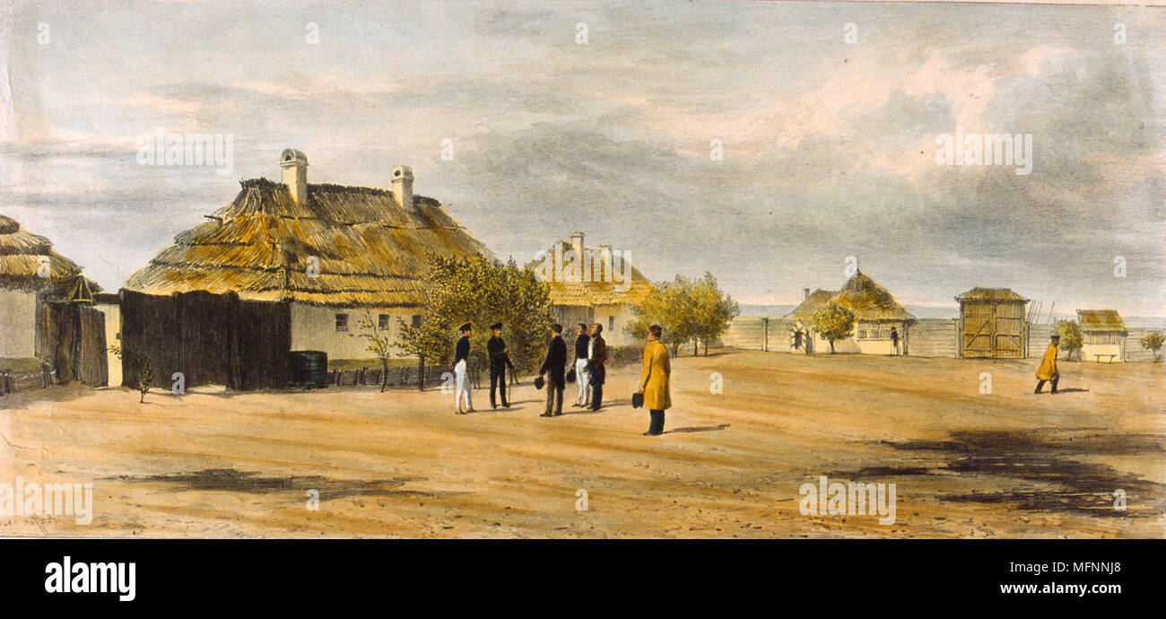 Courtyard of the quarantine station at Skoulani on the Moldavian ...