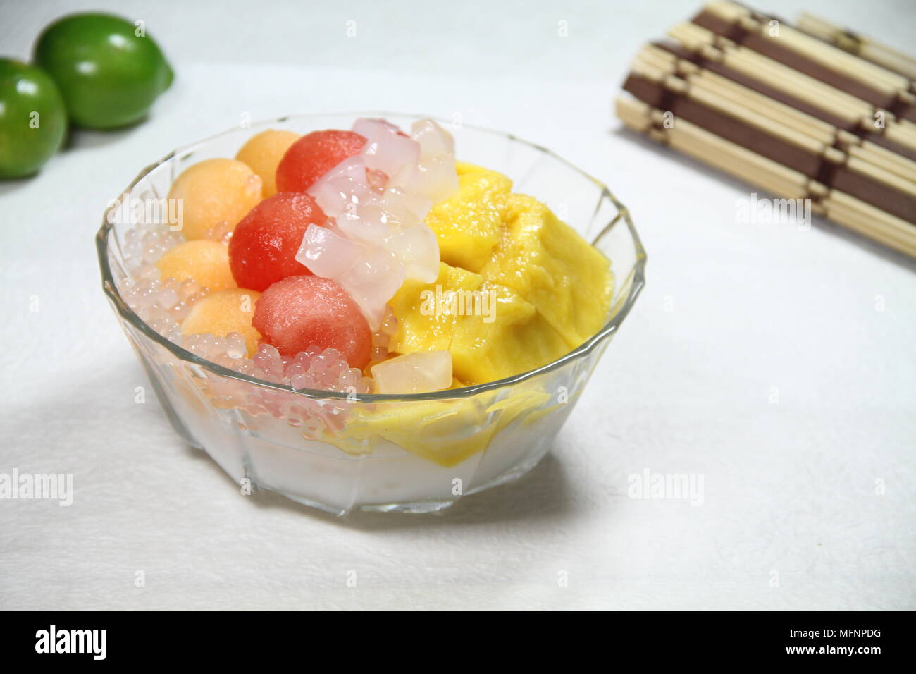 fruit and coconut milk with tapioca Stock Photo - Alamy