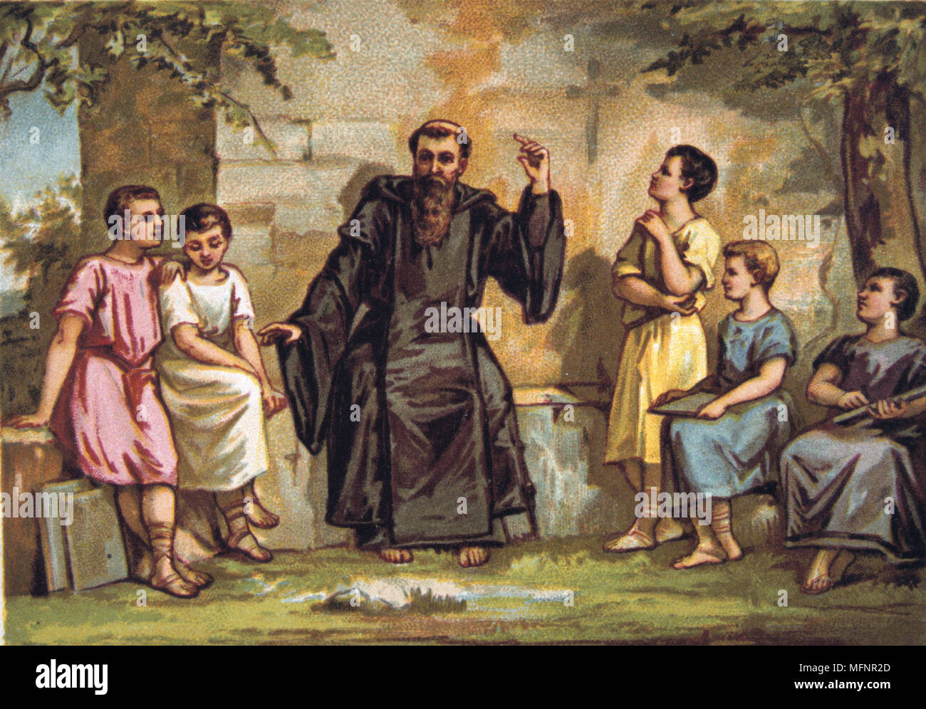 Saint Benedict of Nursia (480-547) Italian founder of Western Christian ...