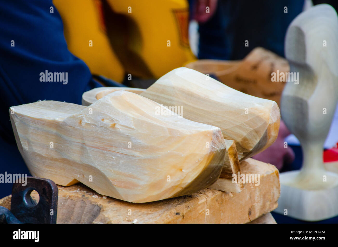 Traditional wooden clogs being made Stock Photo - Alamy