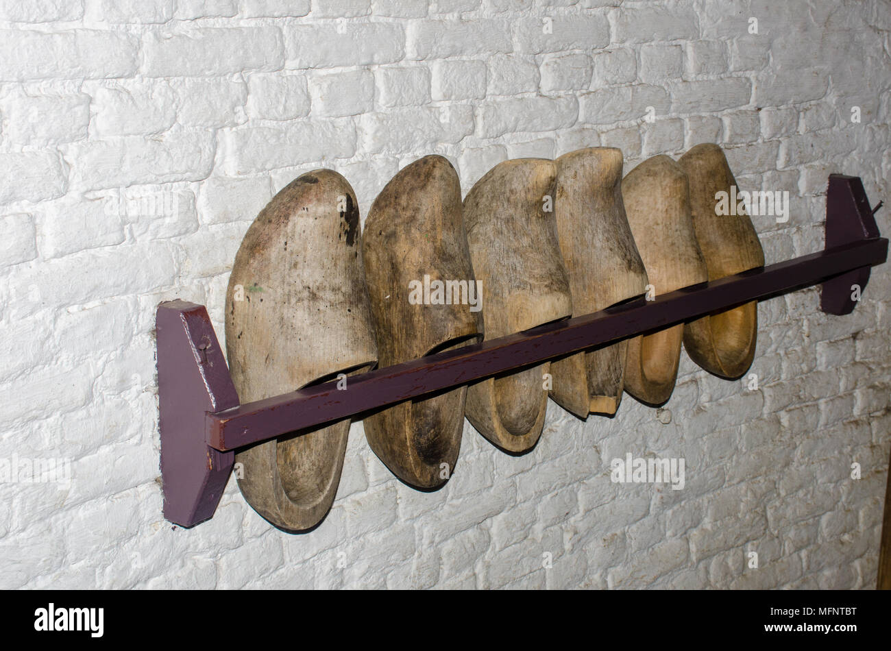 Rack of wooden clogs Stock Photo - Alamy
