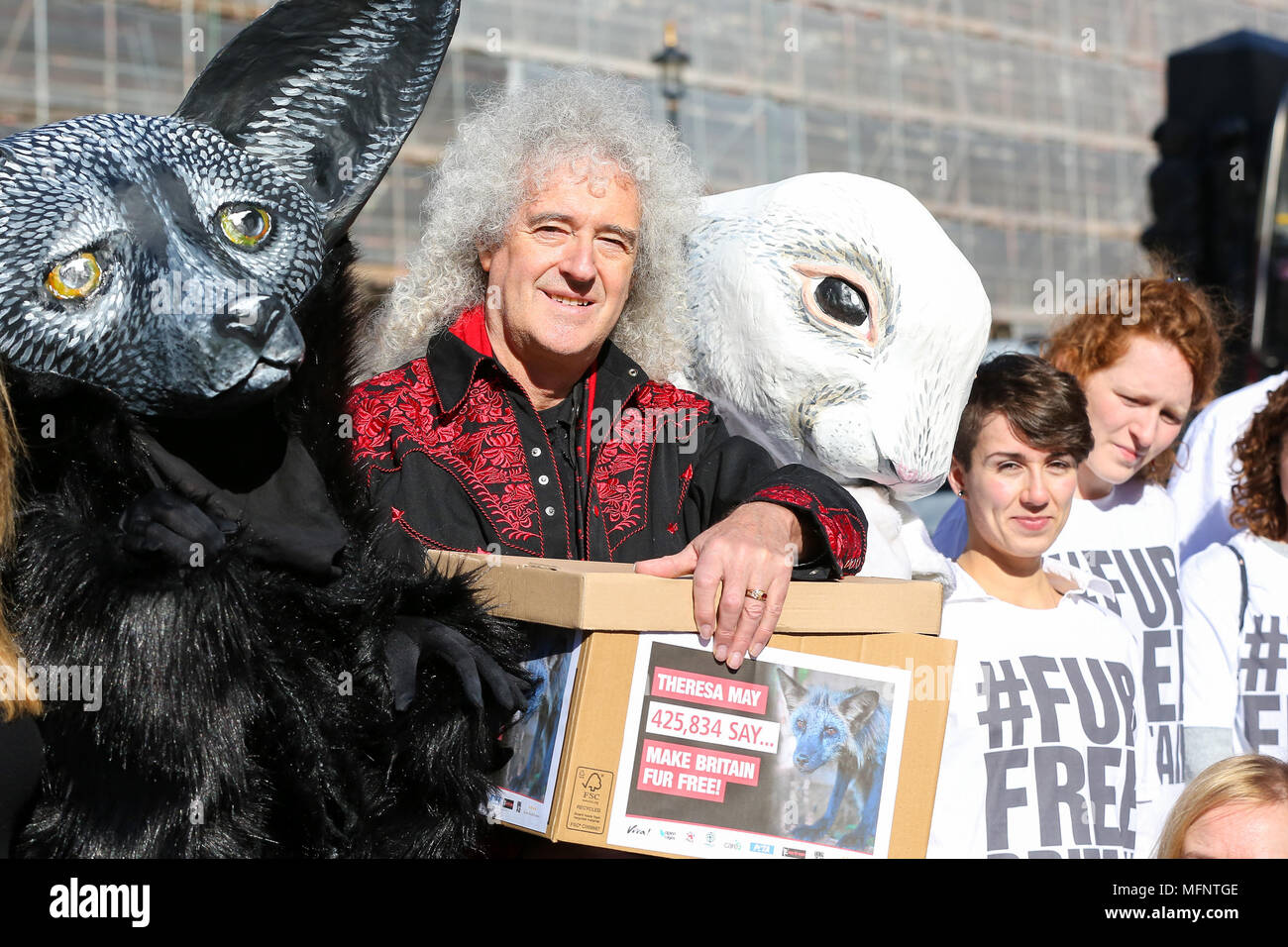 Queen guitarist Brian May alone with animal-protection campaigners ...