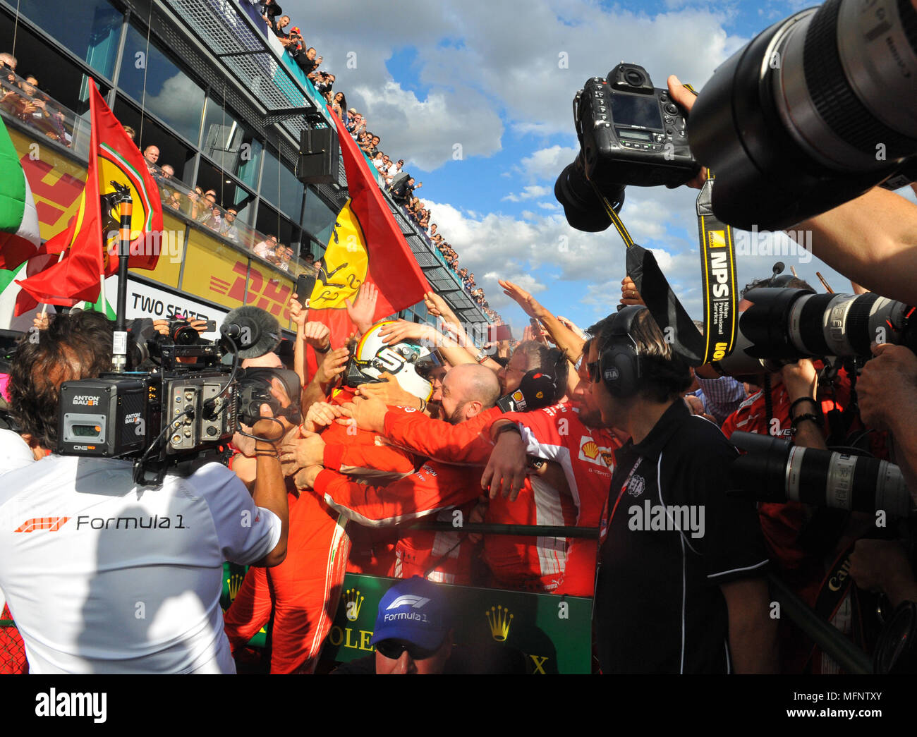 Sebastian Vettel celebrates victory at the Formula One Australian Grand ...