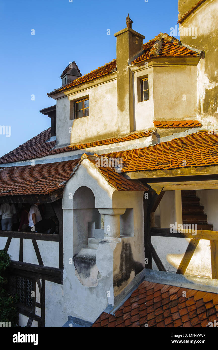 Castle of Dracula, view from the yard, Transylvania, Romania Stock ...