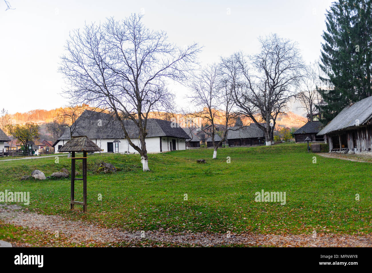 Field and a farm house in Romania Stock Photo - Alamy